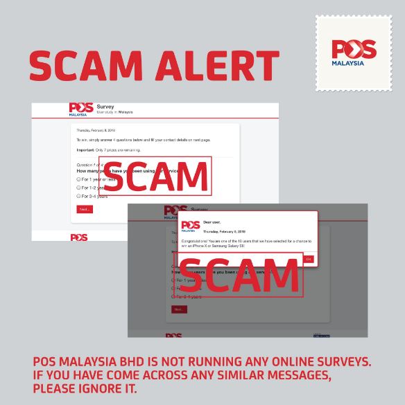 Tular 'Online Survey' Palsu, Pihak Pos Malaysia Takkan Bertanggungjawab ...