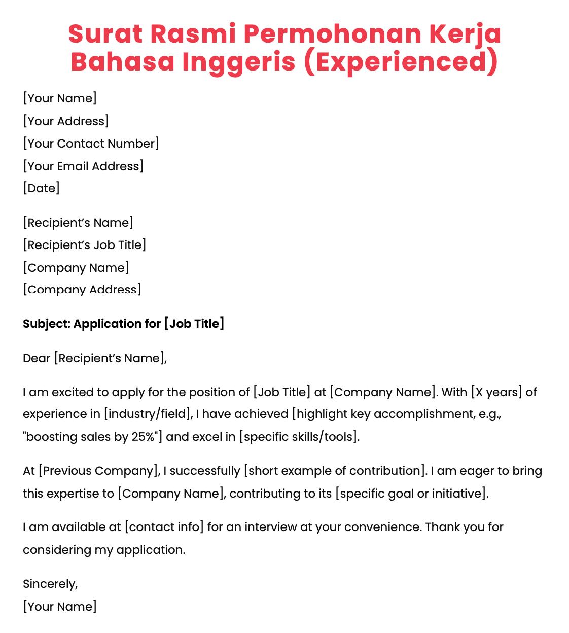 4 Contoh Surat Rasmi Permohonan Kerja, HR Auto Terpukau!