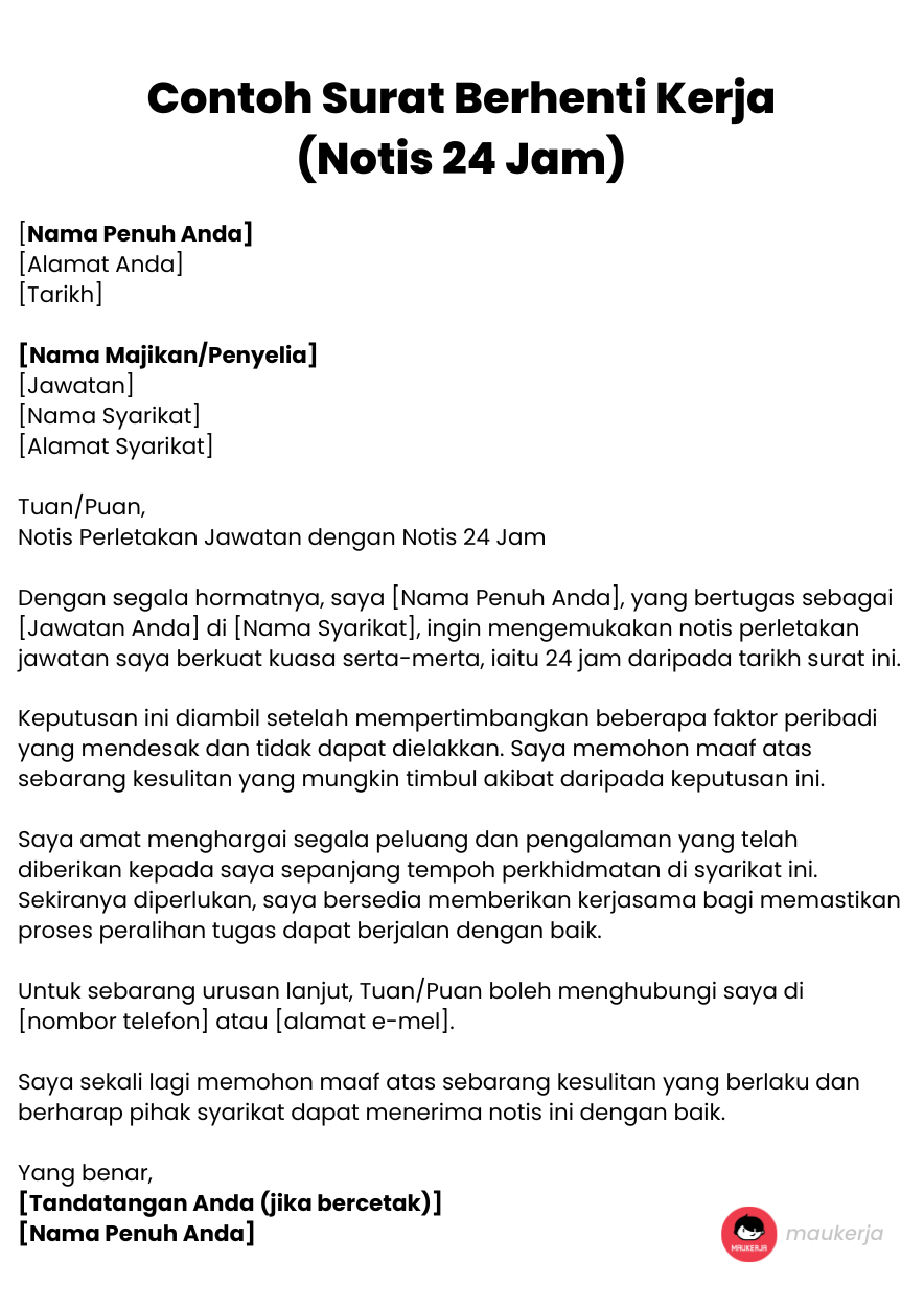 Contoh Surat Berhenti Kerja Dalam Pelbagai Sektor [BM & BI]