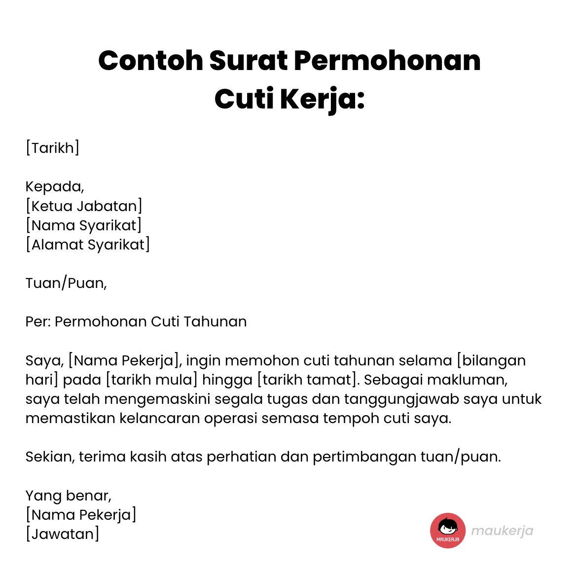 Surat Permohonan Cuti, Template Terkini Untuk Mohon Cuti