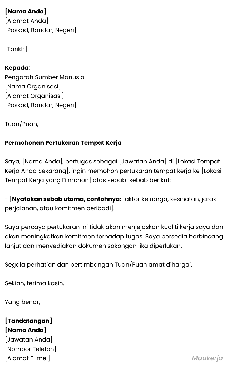 Contoh Surat Pertukaran Tempat Kerja: Nak Tulis? Ini Caranya!