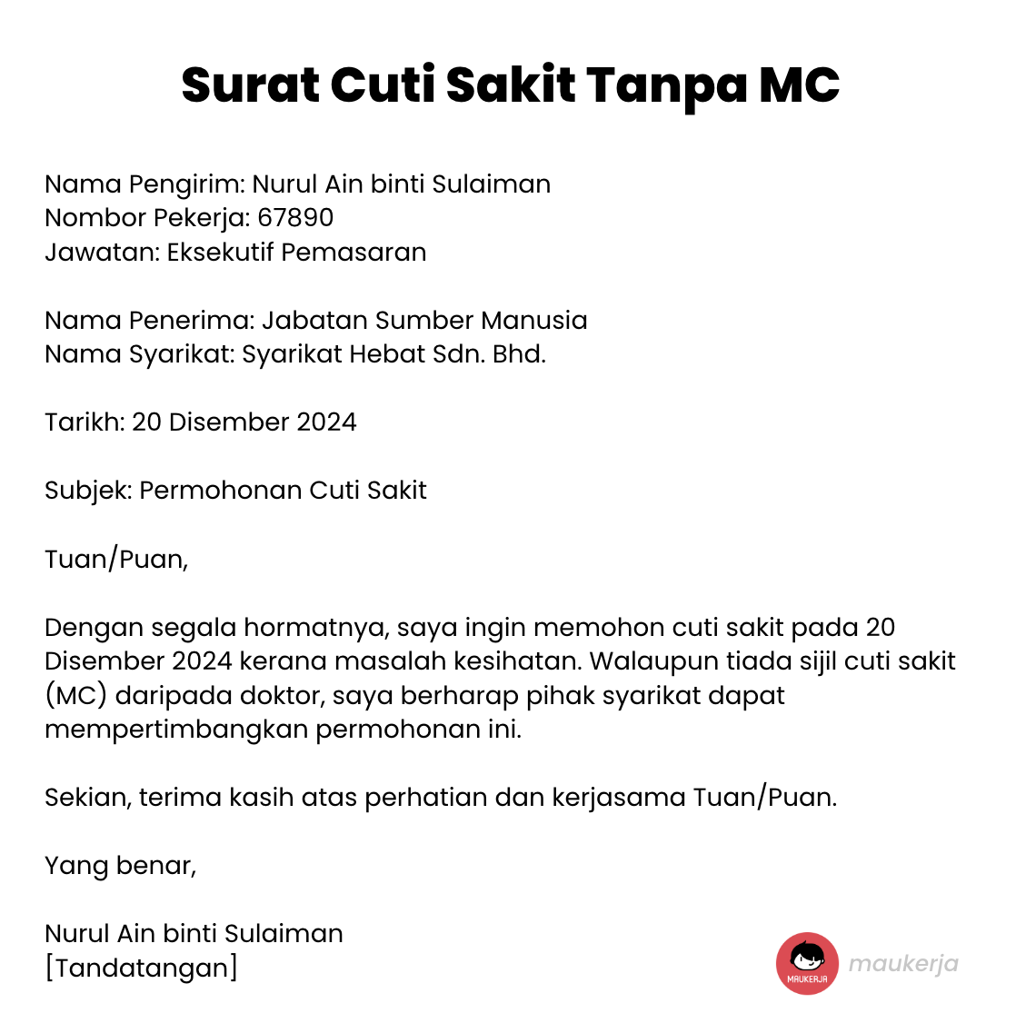 Surat Cuti Sakit, Ni Contoh Ringkas Yang Korang Boleh Guna!