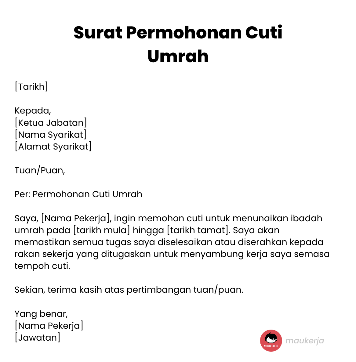 Surat Permohonan Cuti, Template Terkini Untuk Mohon Cuti