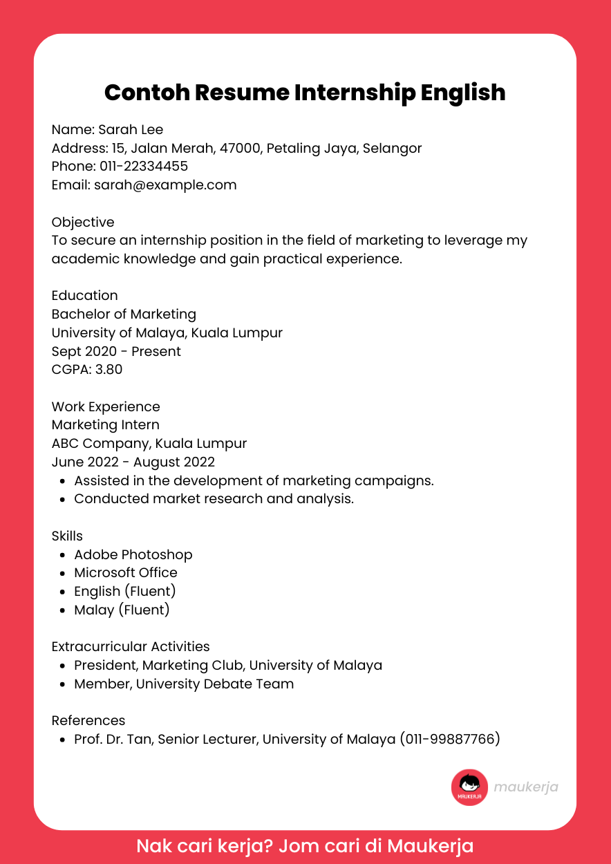 Contoh Resume Internship Yang Majikan Nak, Ikut Je Ni!