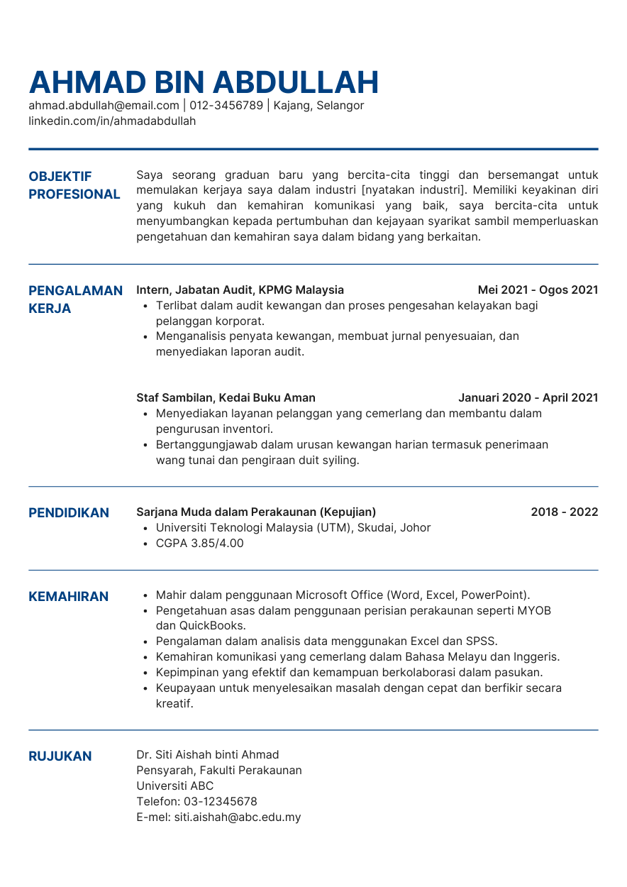 Contoh Resume Fresh Graduate, Nak Dapat Kerja? Ikut Ni!